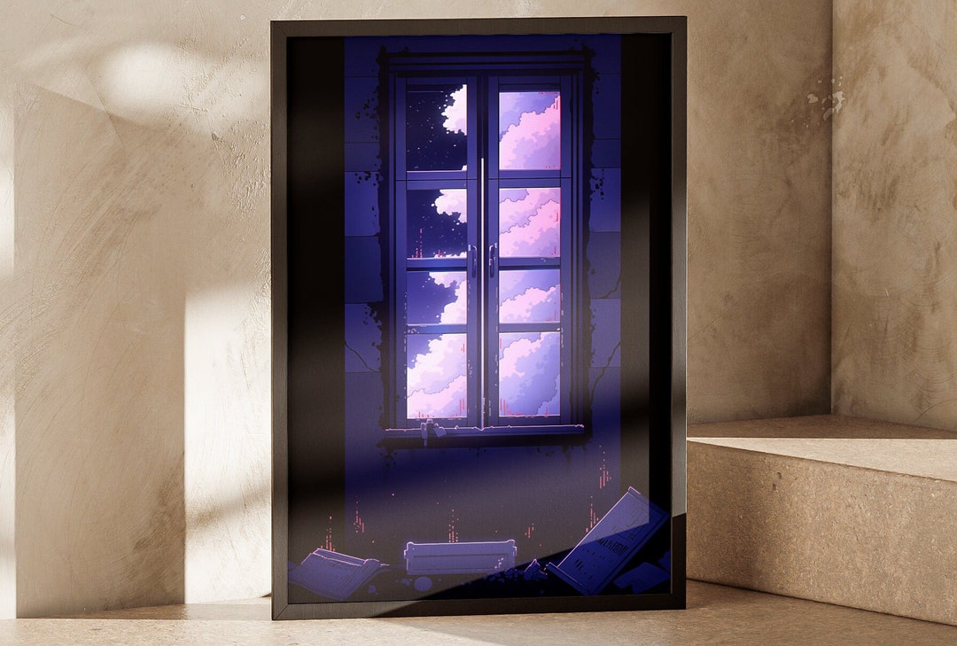 Retro Pixelated Video Game Window Poster Vintage Wall Art, Nerdy Wall ...