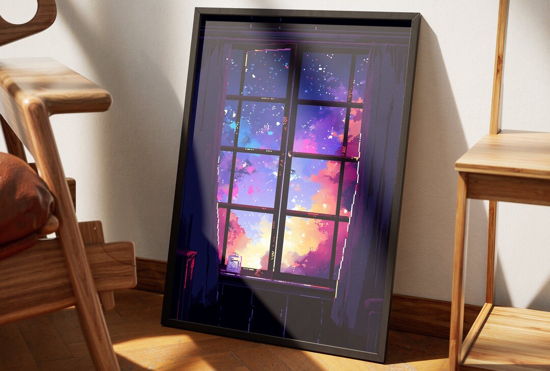 Retro Galaxy Night Sky 8bit Video Game Window Poster - Etsy