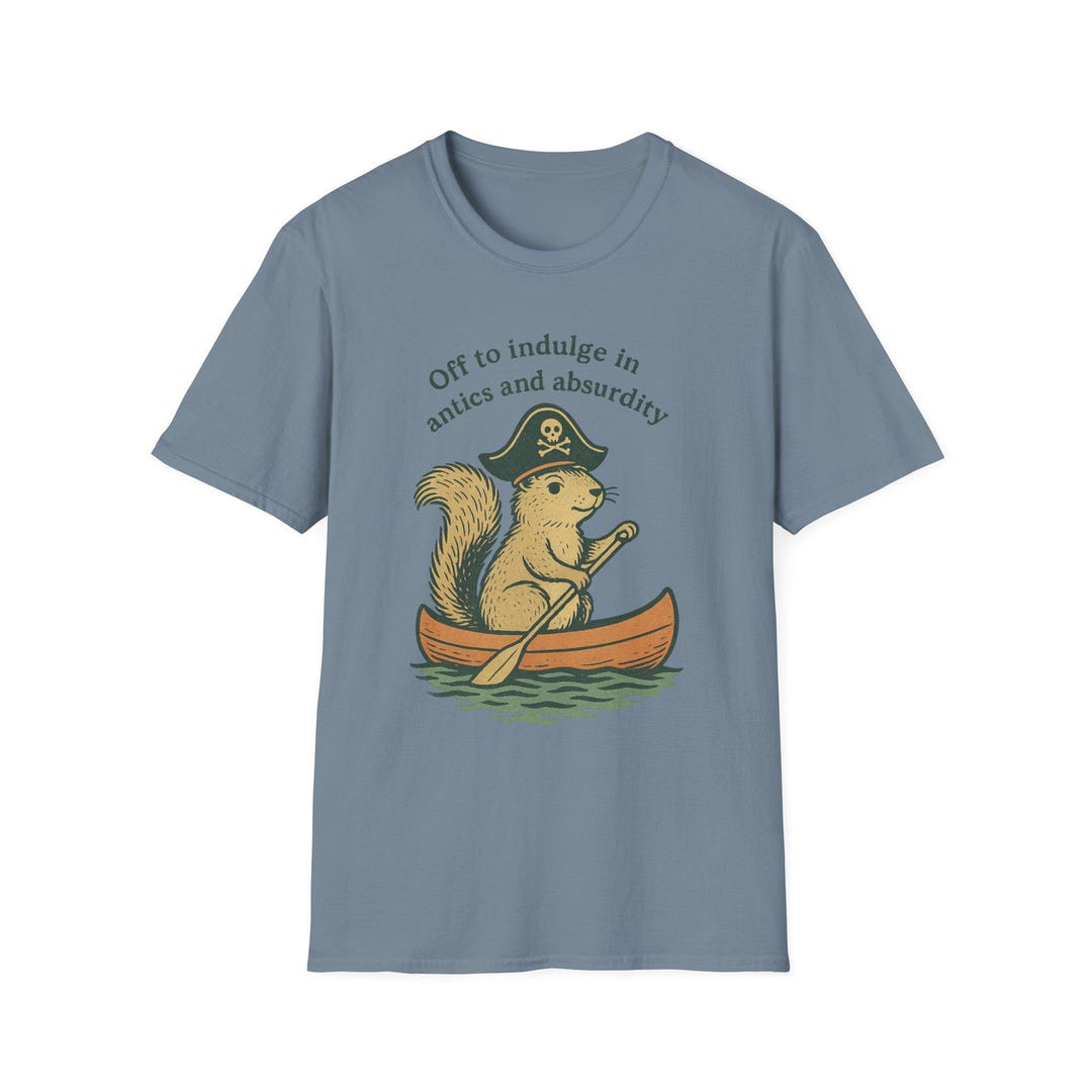 Pirate Squirrel in Canoe T-shirt | Funny Weirdcore Rowing Critter Tee ...