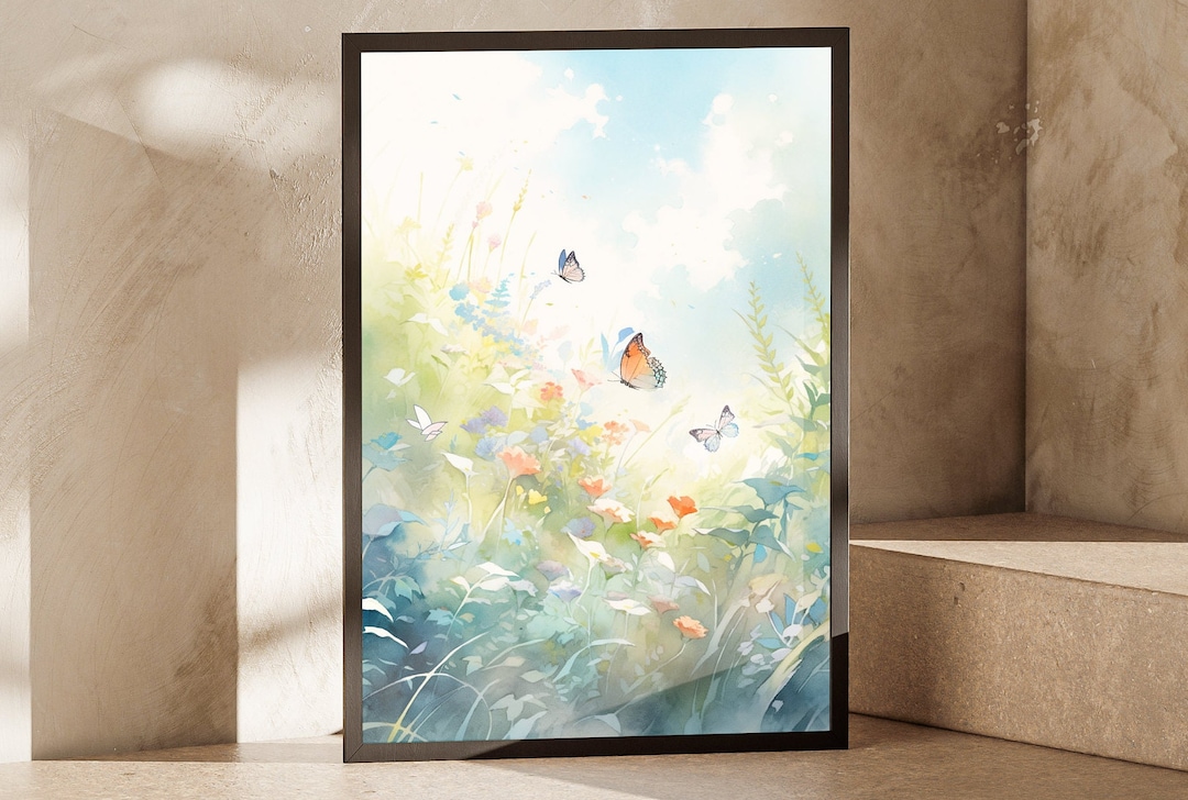 Butterflies in Claude Monet Style Watercolor Painting Poster Forest ...
