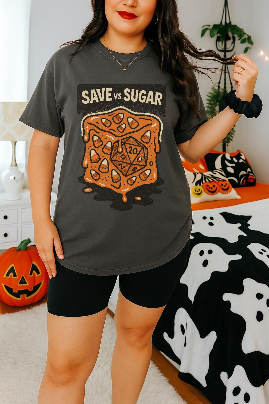 Save Vs Sugar Gelatinous Cube Halloween T-shirt | Dnd Candy Corn D20 ...
