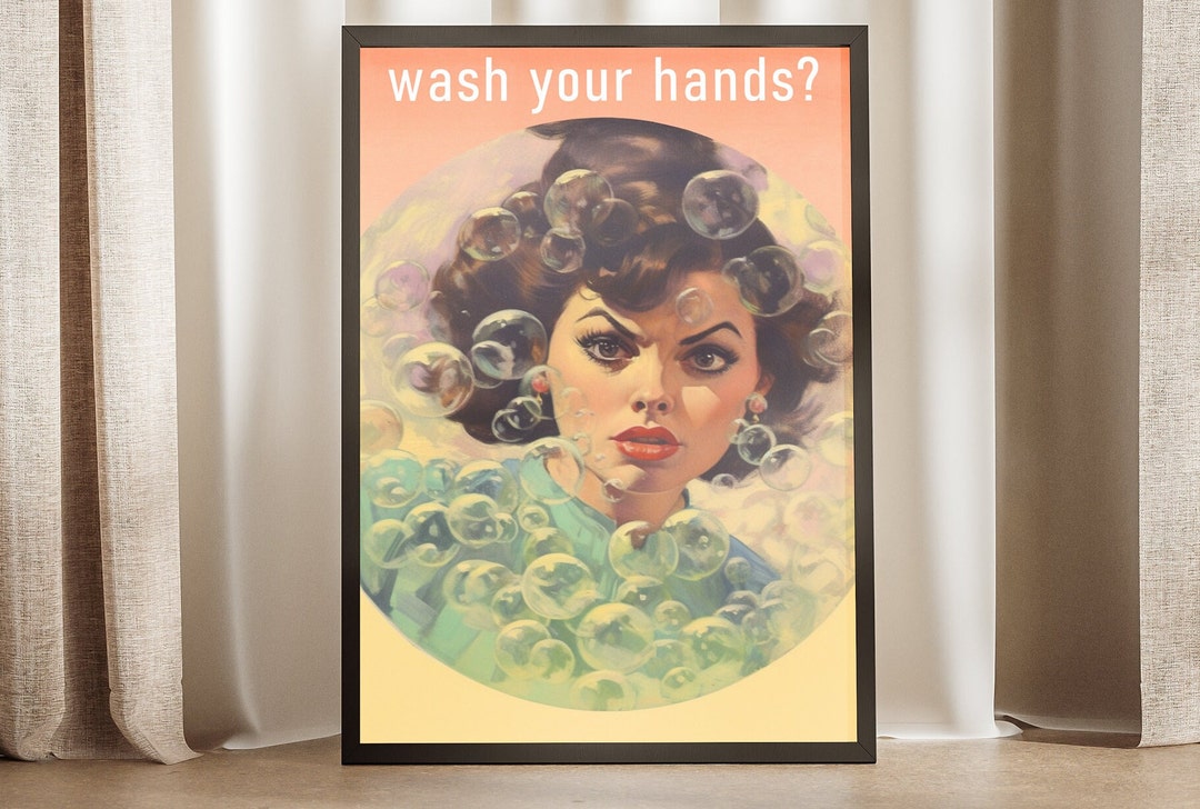 Funny Wash Your Hands Poster Toilet Decor Print, Restroom Art, Bathroom ...