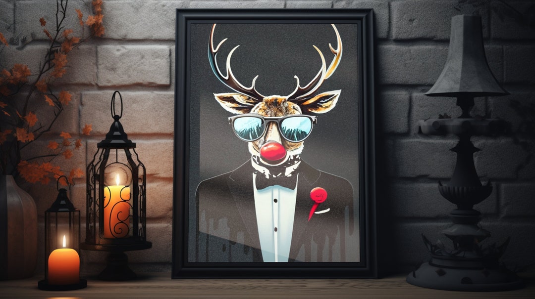 Funny Reindeer Christmas Poster Print Festive Holiday Decor, Christmas ...