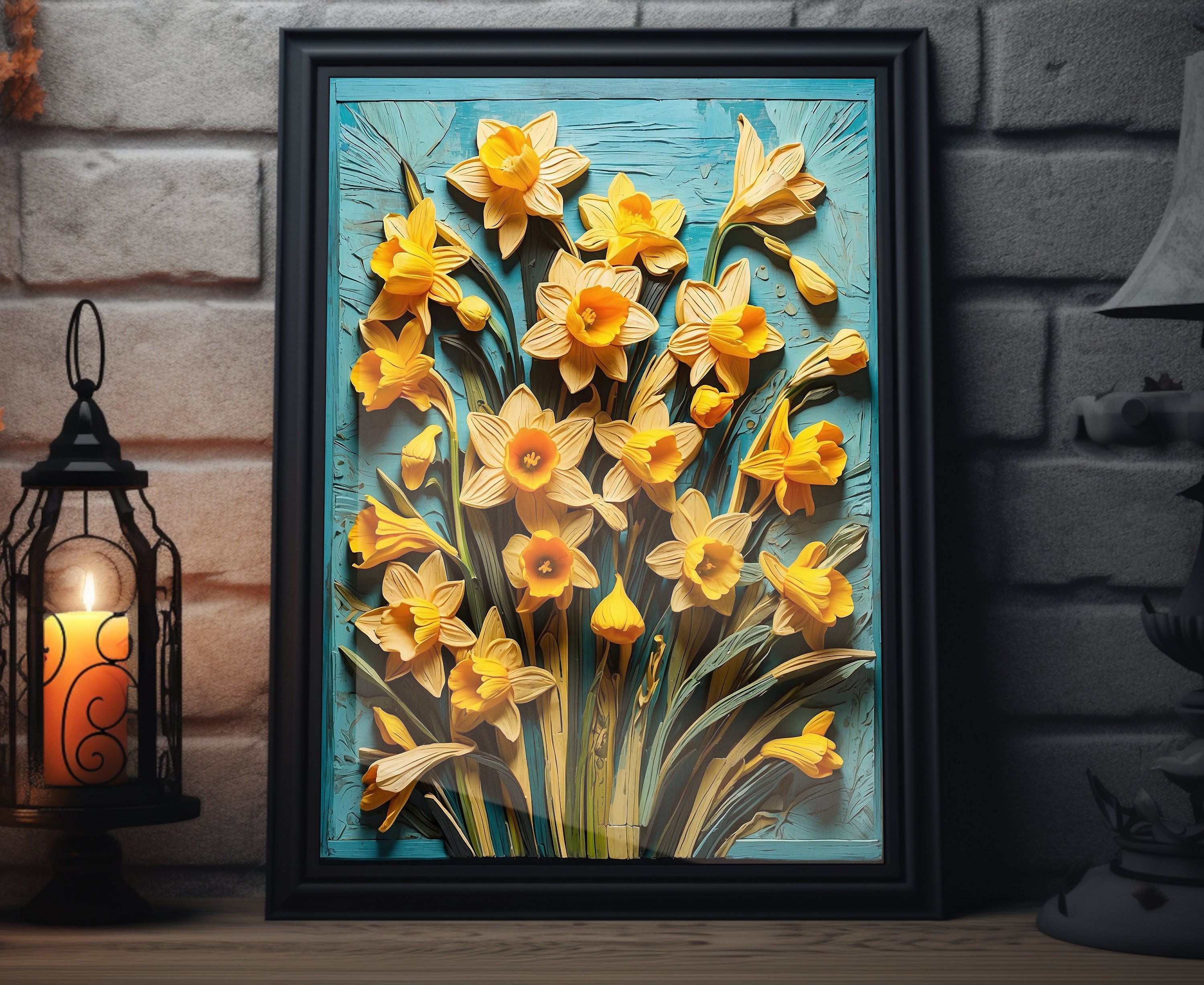 Spring Daffodil Floral Matte Poster Springtime Painting Art Print ...