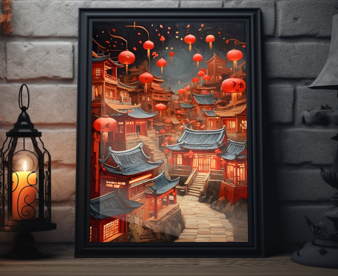 Chinese New Year Lantern Matte Wall Art | Lunar New Year Artwork, Year ...