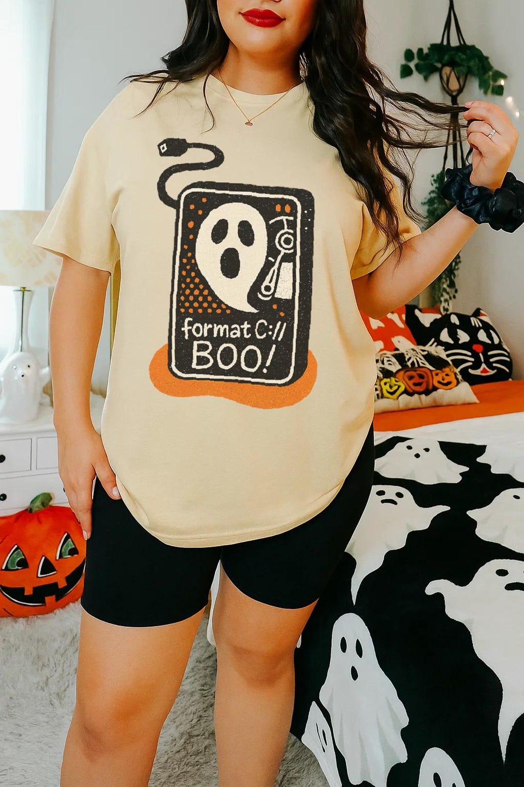 Ghost Disk Retro Comic T-shirt | Halloween Programmer Humor Tee, Coder ...