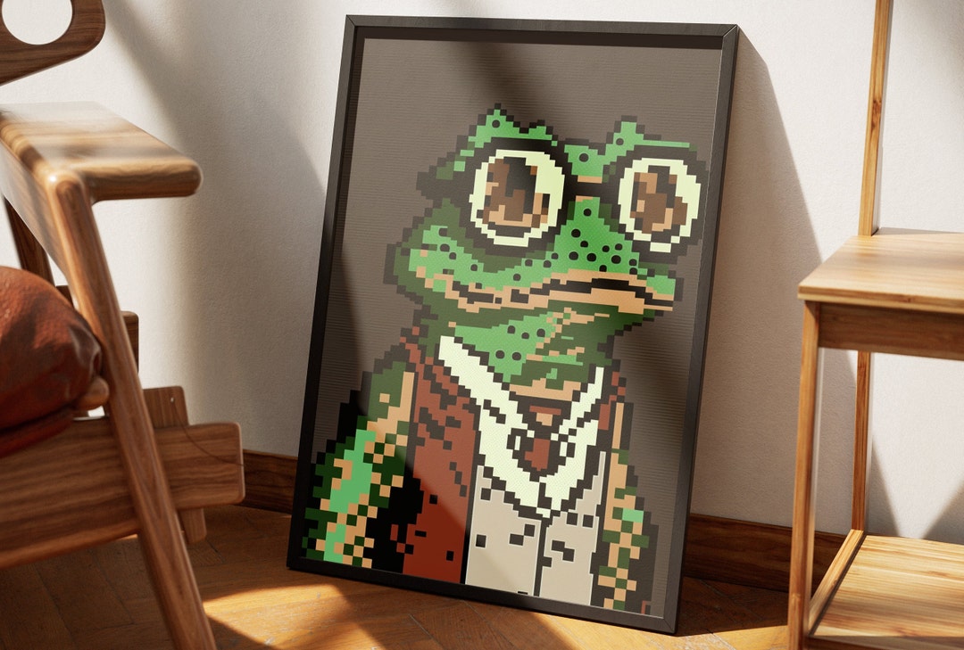 Retro-style Frog Portrait Art: 8bit Pixel Wall Art, Animal Art Prints ...