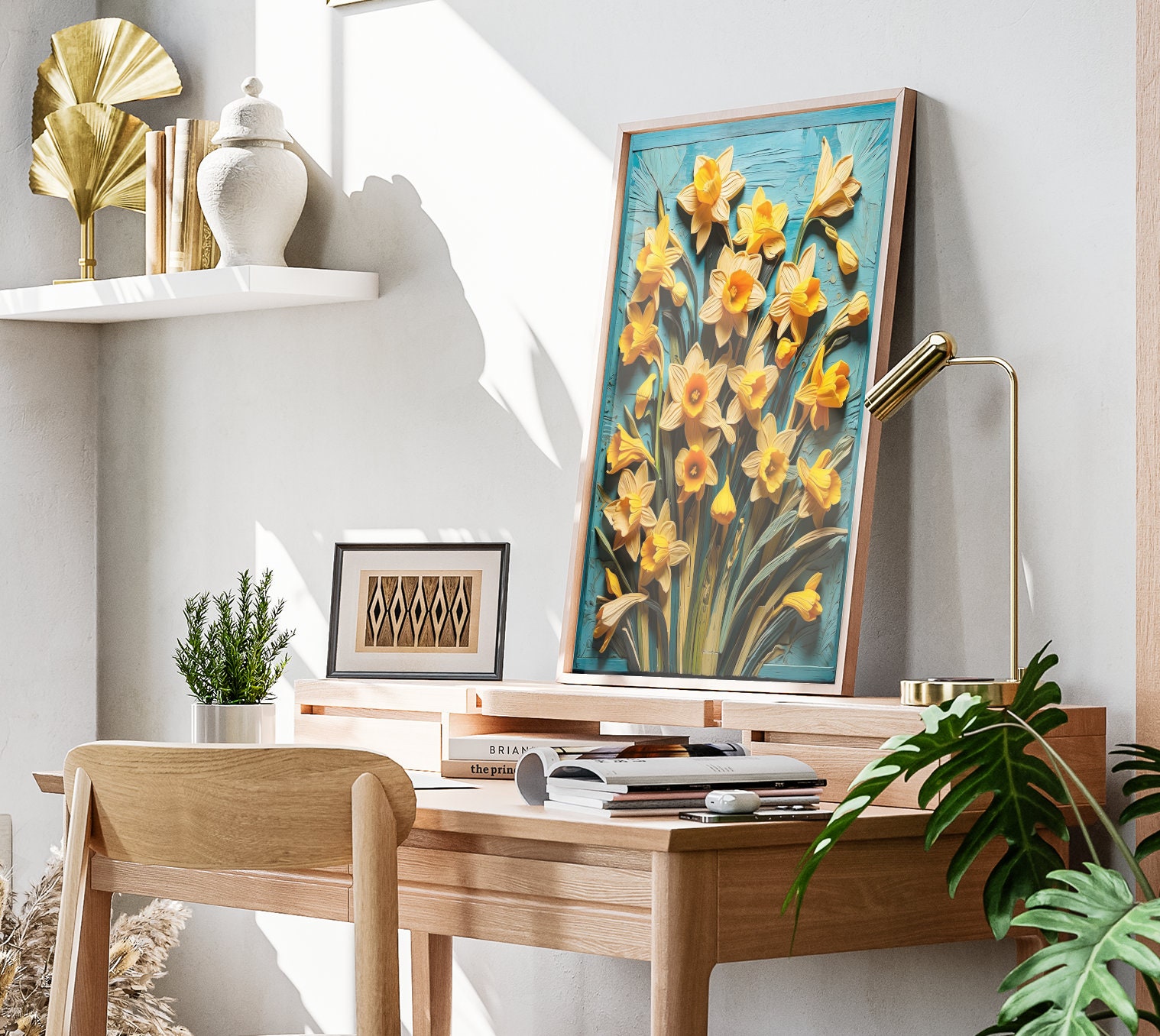 Spring Daffodil Floral Matte Poster Springtime Painting Art Print ...