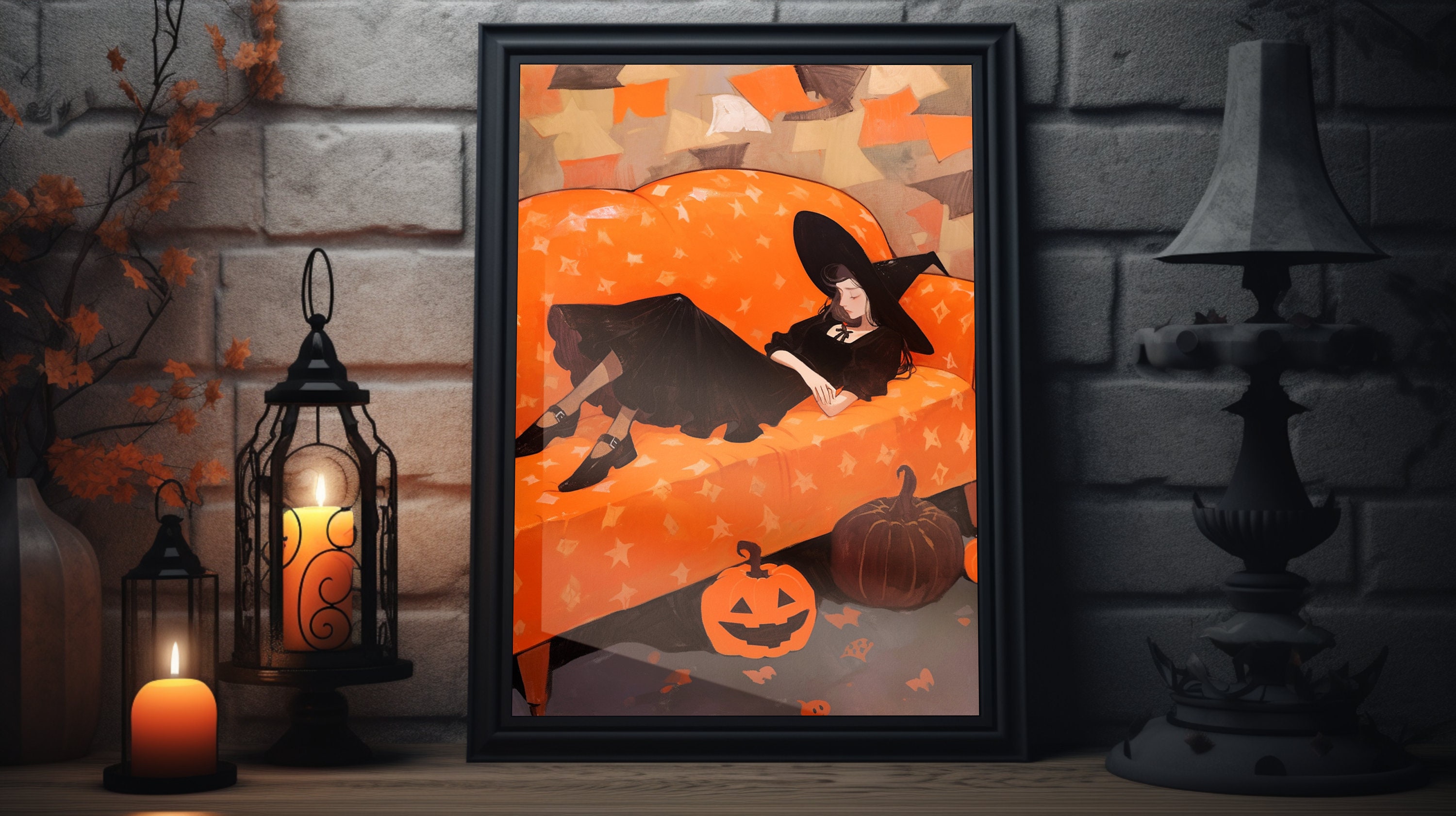 Vintage Halloween Witch Poster Witchy Halloween Wall Art - Etsy
