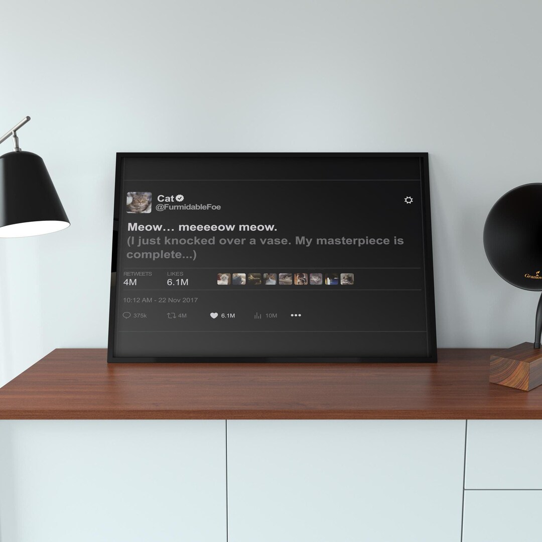 Funny Cat Tweet Art Print | Hilarious Cat Meme Poster, Social Media ...