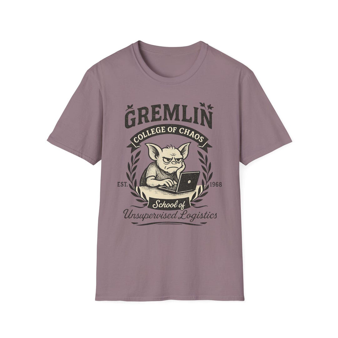 Gremlin College of Chaos T-shirt | Funny Retro University Tee ...