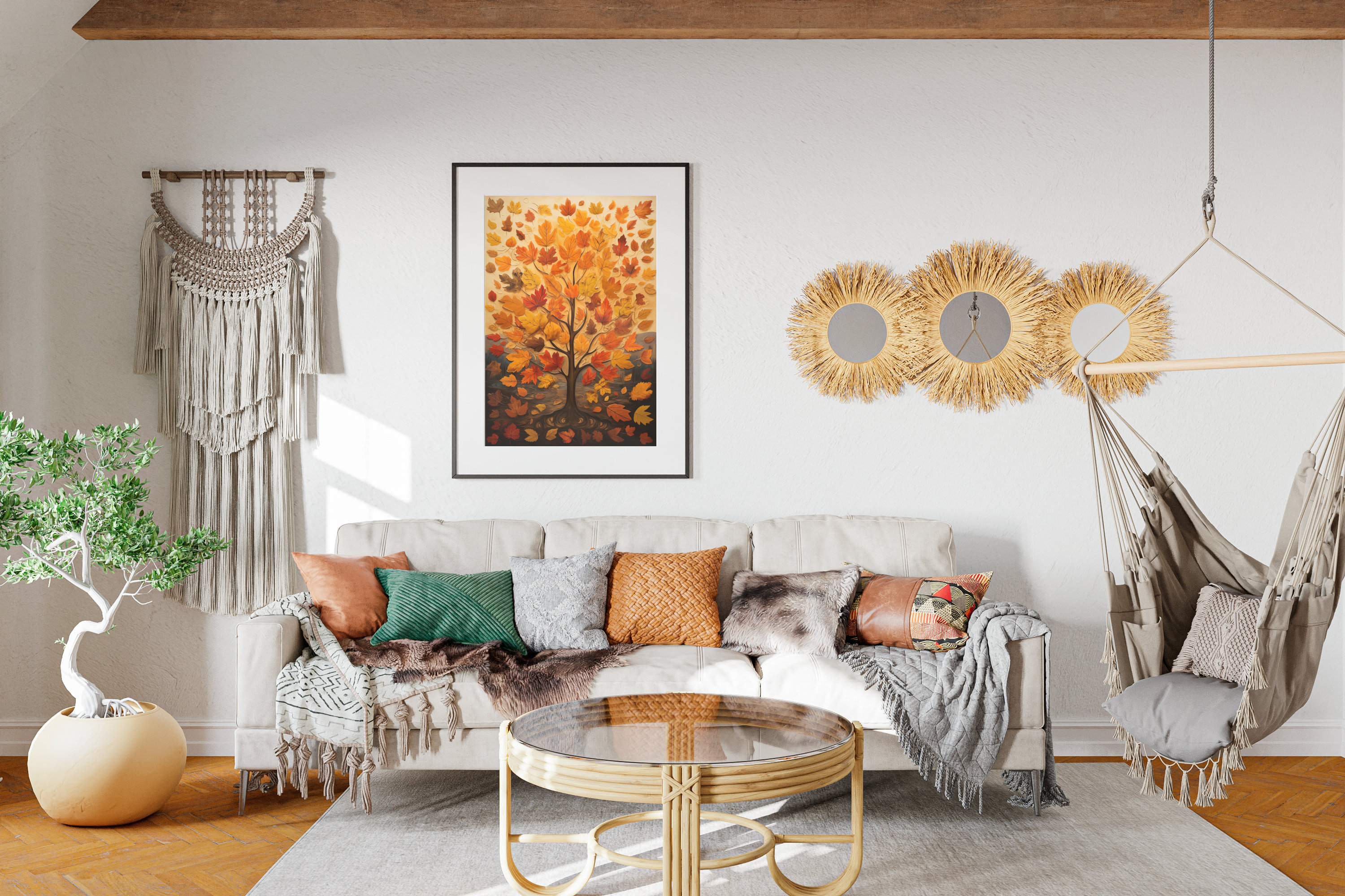 Vintage Fall Folk Art Painting Poster Thanksgiving Fall Art - Etsy