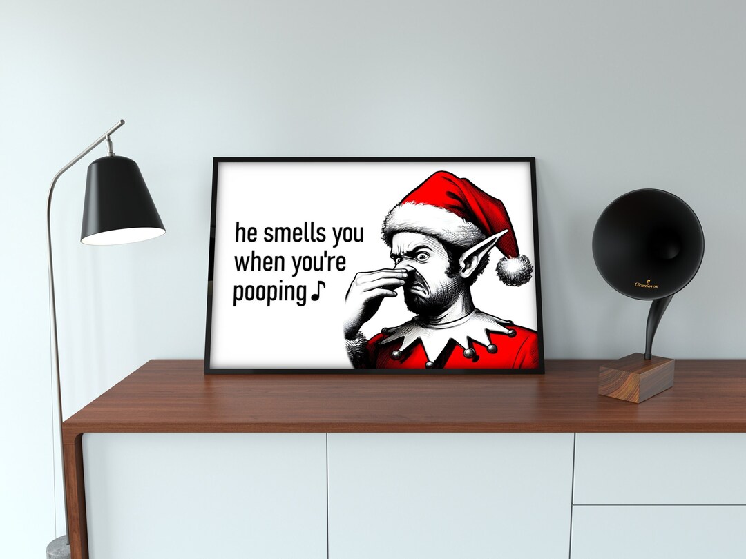 Christmas Elf Bathroom Matte Poster | Funny Art Print for Bathroom ...