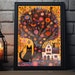 Vintage Spooky Folk Art: Black Cat Floral Poster - Etsy