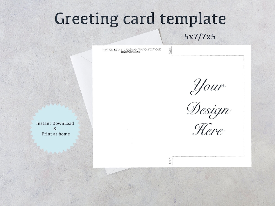 5x7- Template- Printable-foldable-greeting Card-instant Download- Diy ...