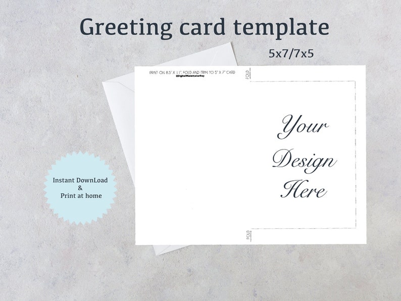 5x7- Template- Printable-foldable-greeting Card-instant Download- Diy ...