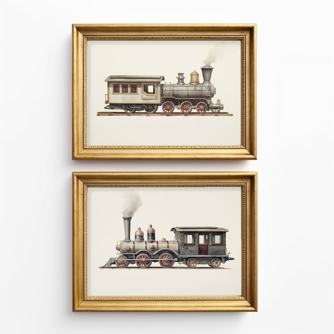 Vintage Train Set of 2 Digital Prints | VINTAGE NURSERY Wall Decor| Boy ...