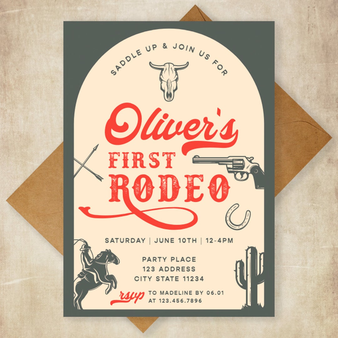 FIRST RODEO - First Birthday Invitation Template, First Rodeo ...