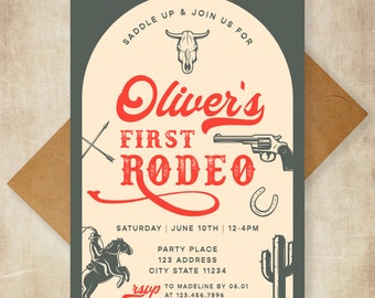 First Rodeo Birthday Invitation Template Country Western Girl 1st ...