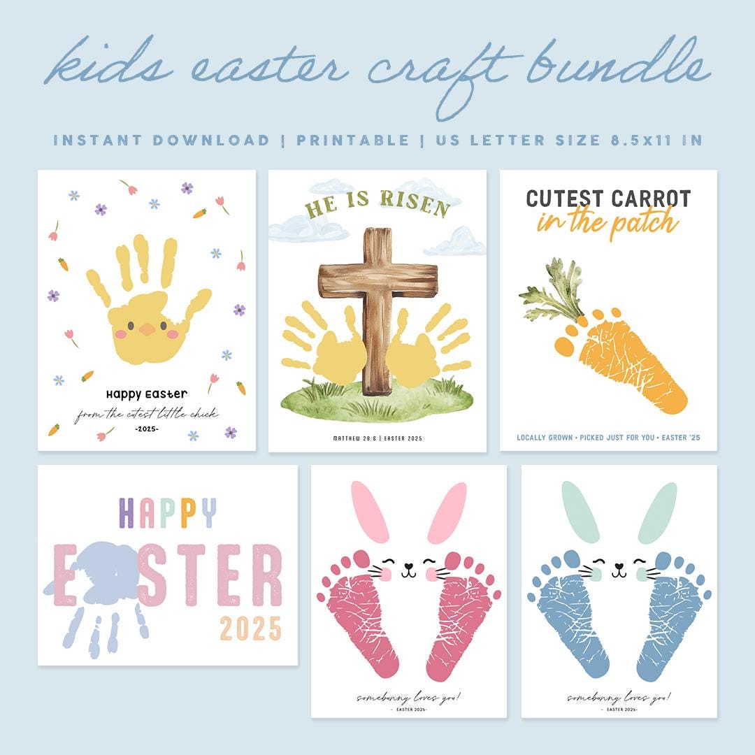 Kids Easter Handprint Footprint Art Craft Bundle | Printable DIY Kids ...