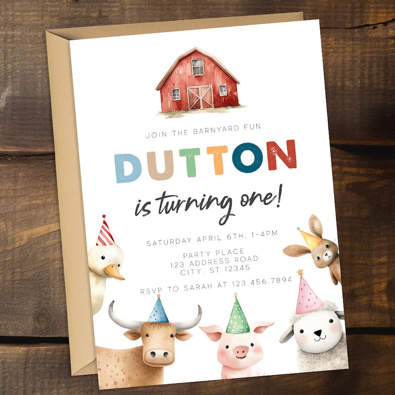 Farm First Birthday Invitation - Etsy