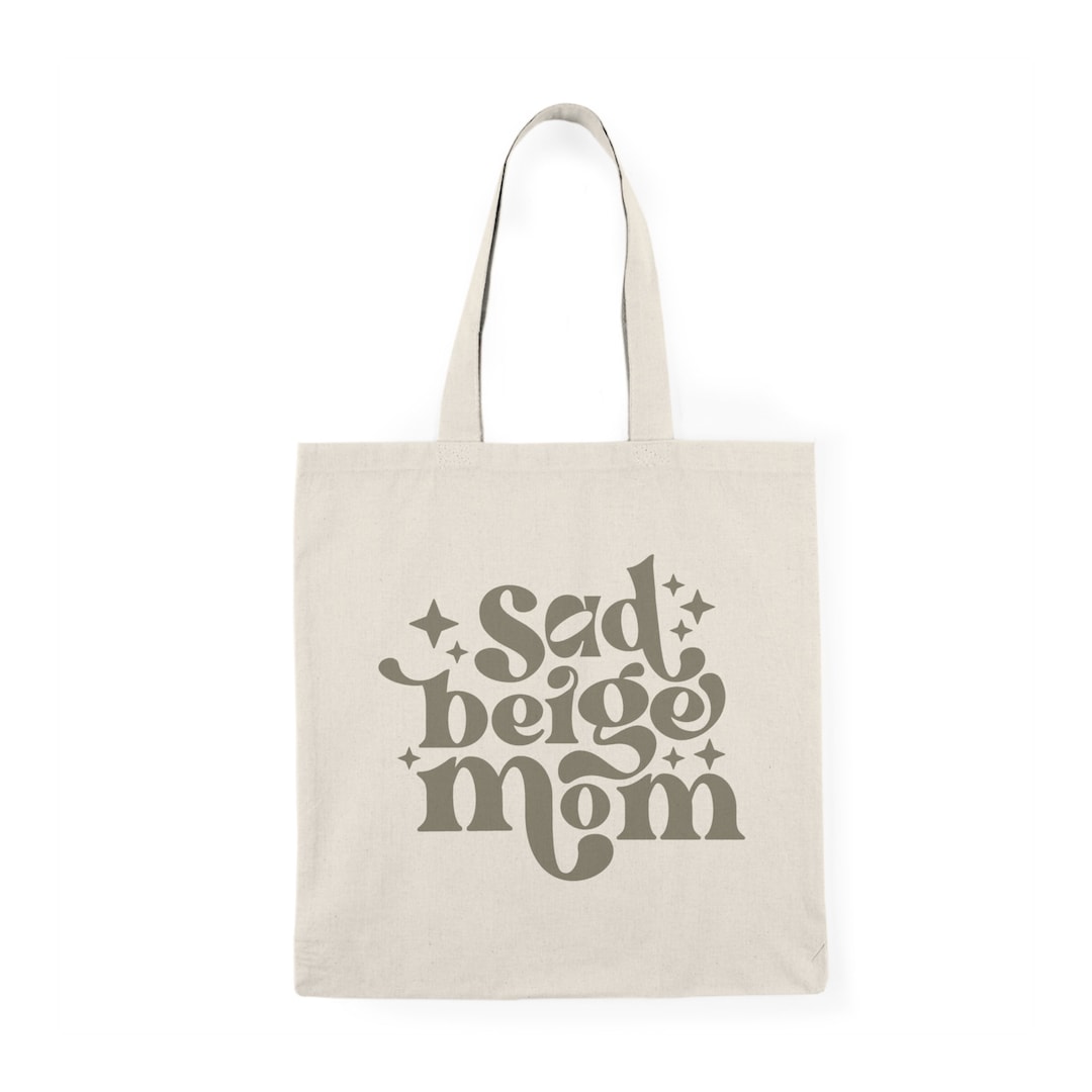 Sad Beige Mom Tote Bag Hand Drawn Tote Bag Minimal Tote - Etsy