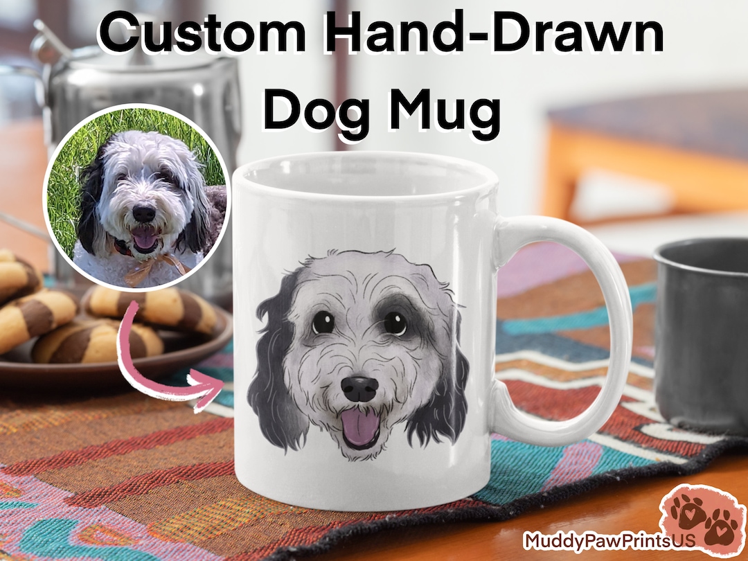 Cartoon Dog Mug Hand Drawn Dog Cartoon Mug Custom Drawing Dog Mug ...