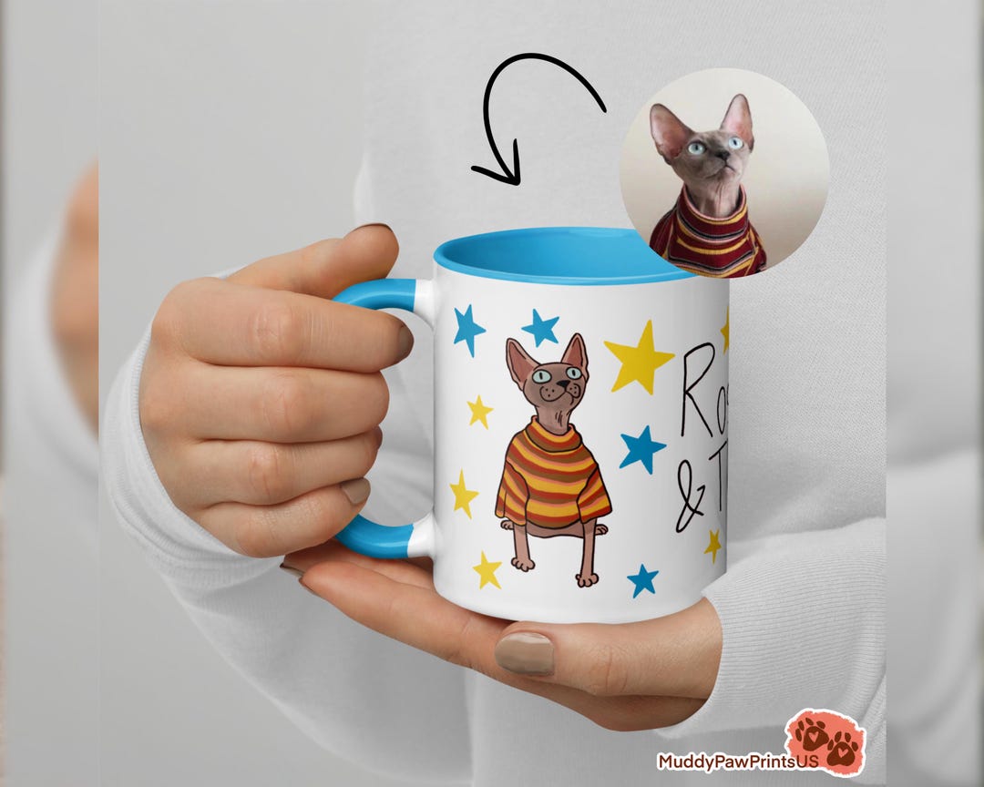 Custom Cat Mug Colorful - Funny Cartoon Cat Dad Mug - Personalized Cat ...