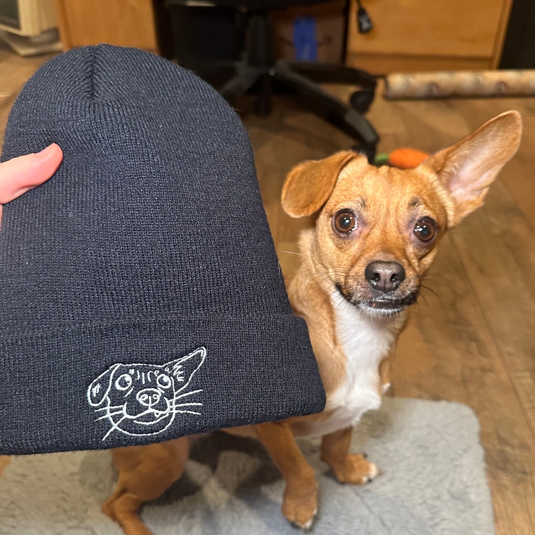 Custom Embroidery Dog Beanie Cuffed Pet Gift Personalized Dog Mom Gift ...