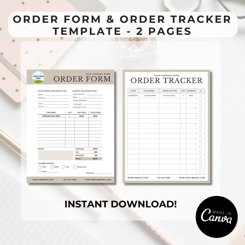 Order Form Template Editable Printable Small Business - Etsy