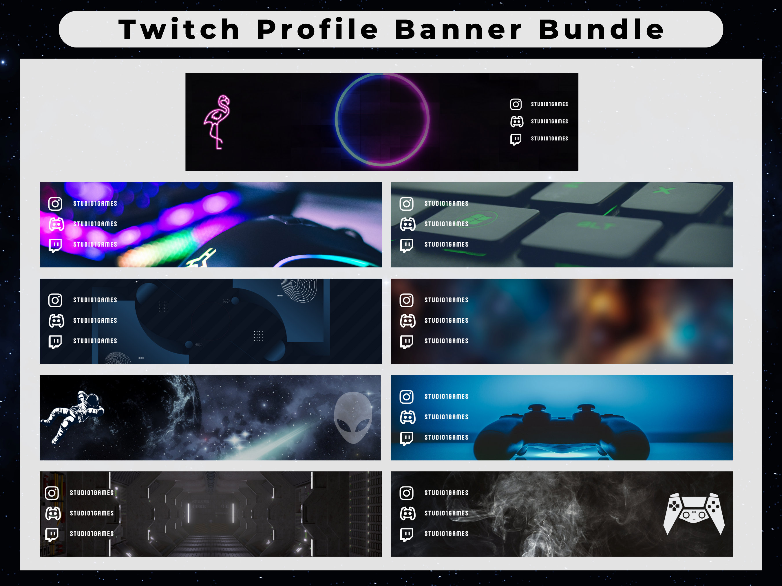 Twitch Profile Banner Bundle 9 Profile Banner Templates for Twitch ...
