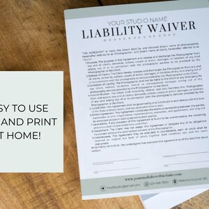 Photography Liability Waiver Template Business Form for - Etsy