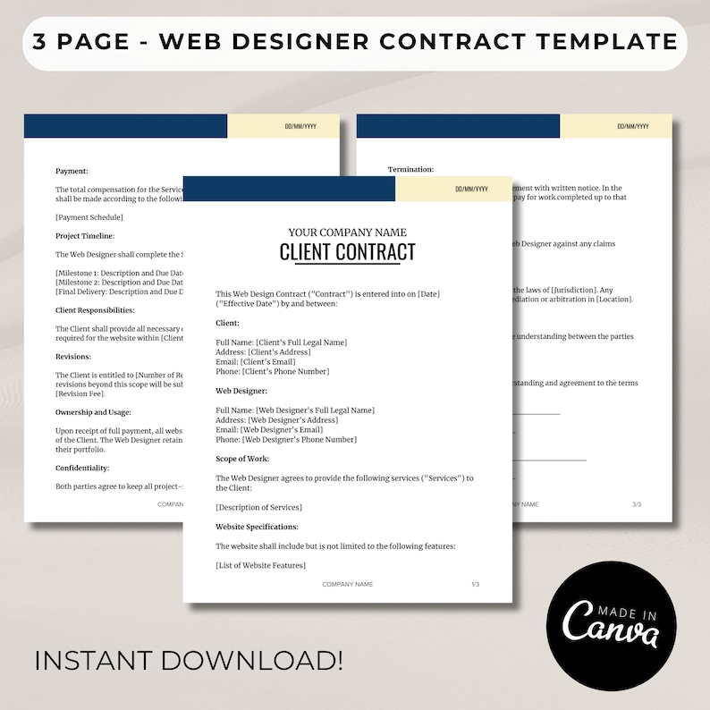 Web Designer Contract Template | Customizable Client Service Agreement ...