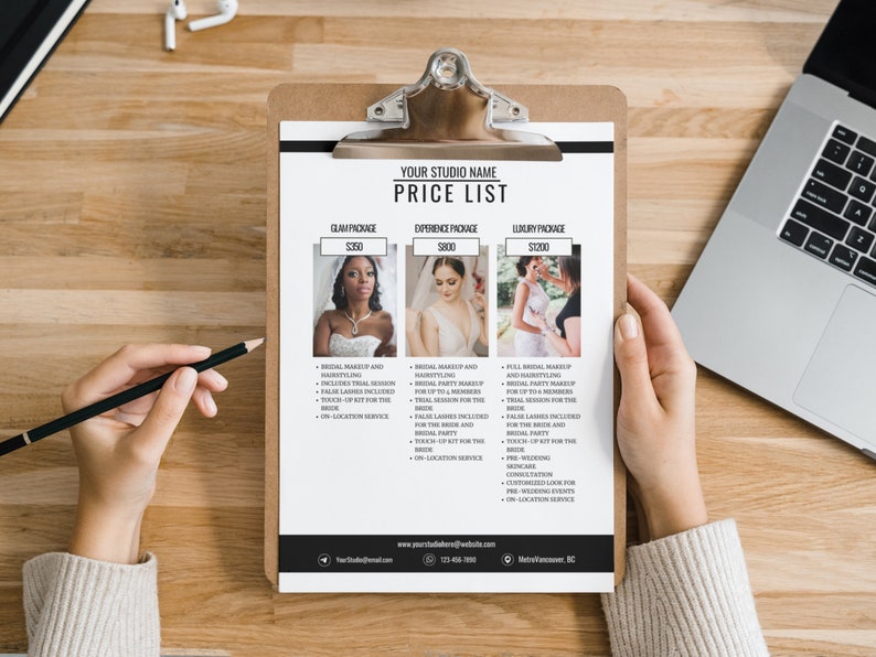 Makeup Artist Price List Template: Wedding Makeup Services, Bridal ...