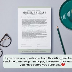 Photography Model Release Template, Release Waiver, Printable, Editable ...