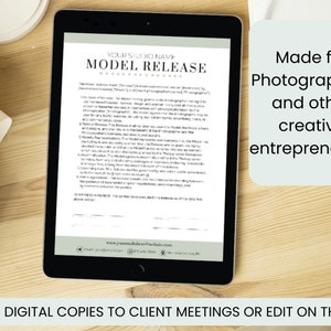 Photography Model Release Template, Release Waiver, Printable, Editable ...