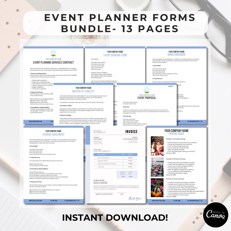 Event Planner Templates Bundle - Contracts, Agreements, Invoices ...