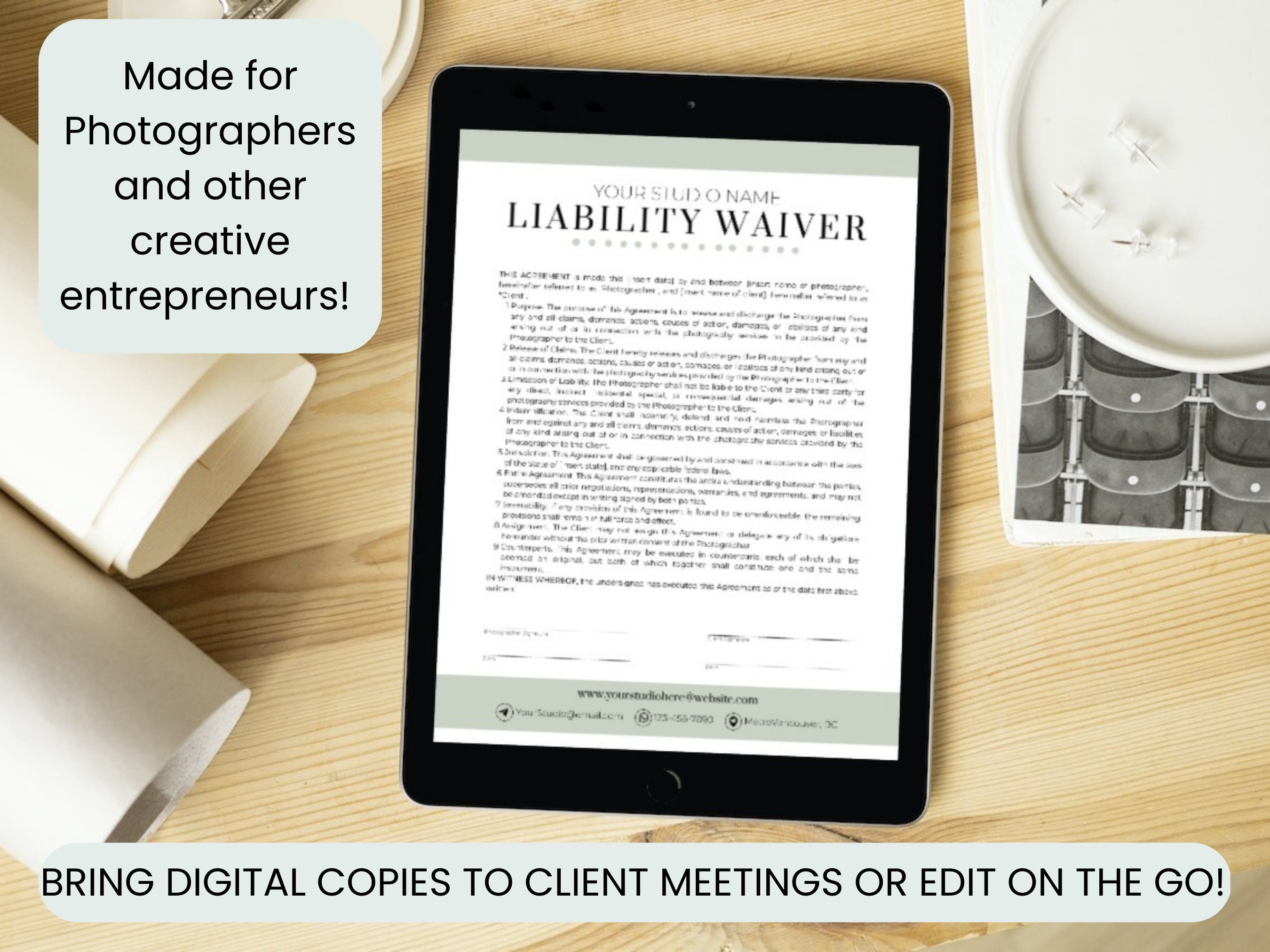 Photography Liability Waiver Template Business Form for Photographer ...