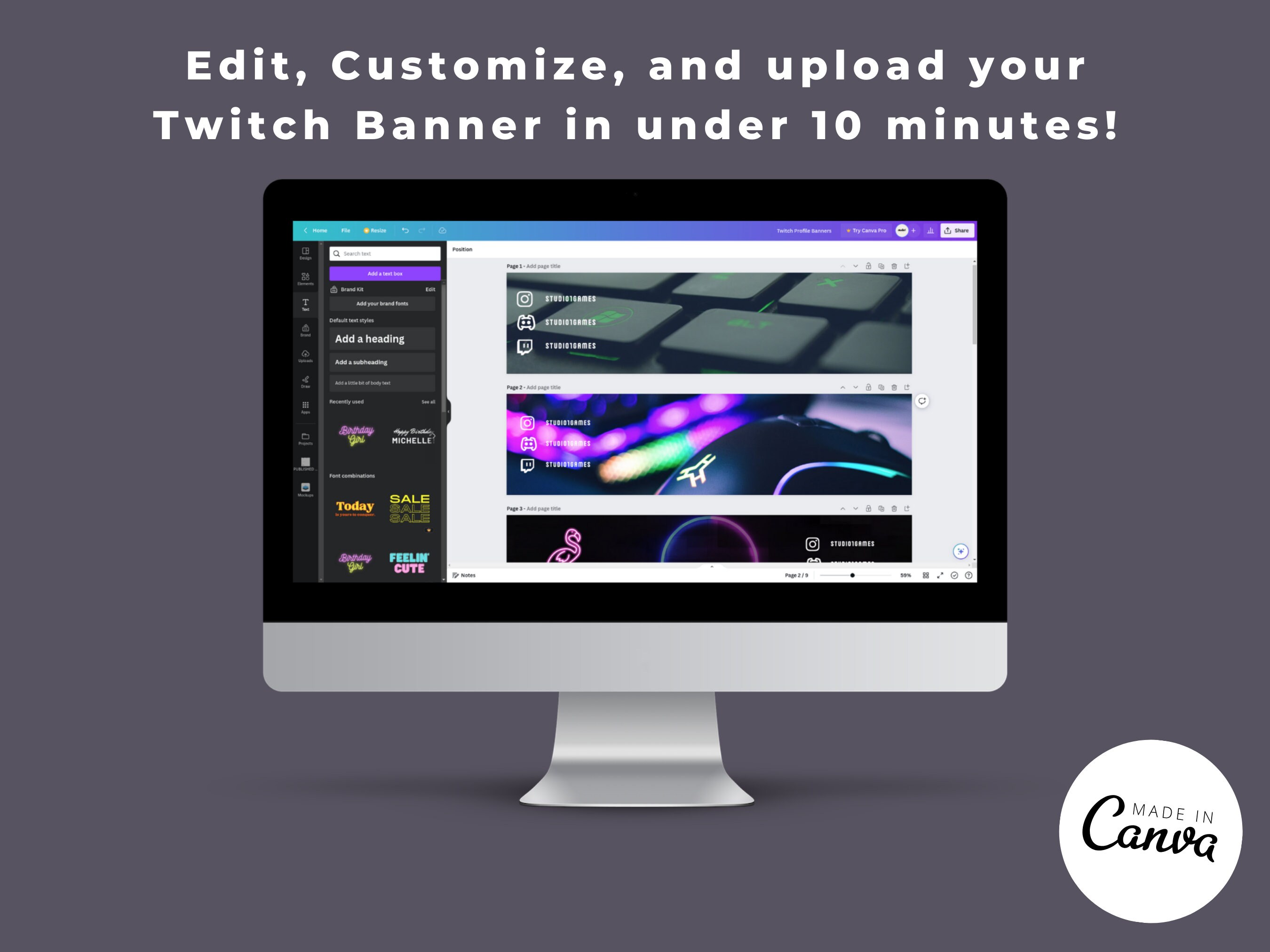 Twitch Profile Banner Bundle 9 Profile Banner Templates for Twitch ...