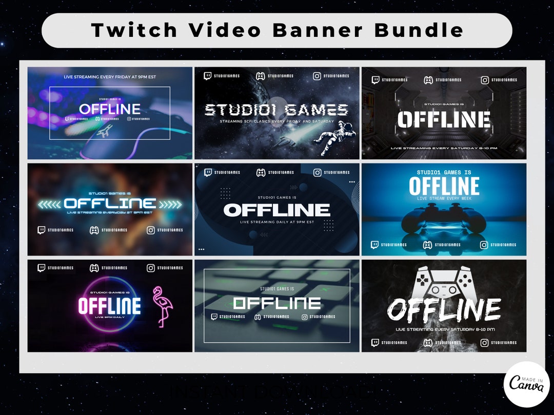 Twitch Video 9 Banners Bundle Banners for Twitch Streamers - Etsy