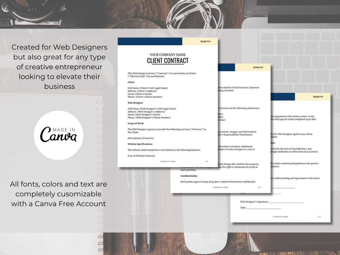Web Designer Contract Template | Customizable Client Service Agreement ...