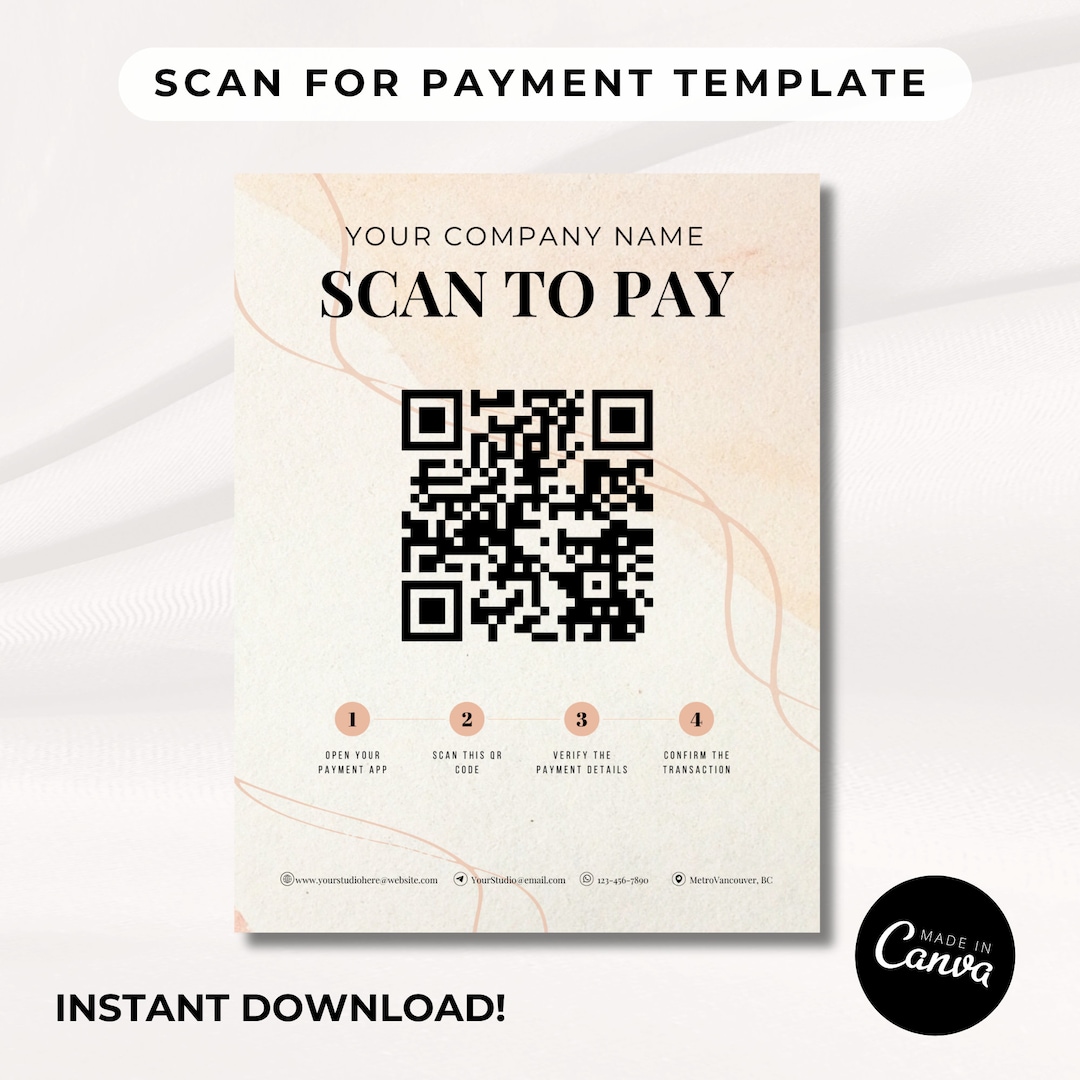 Custom QR Code Payment Sign Scan to Pay Venmo, Cashapp, Paypal Small ...
