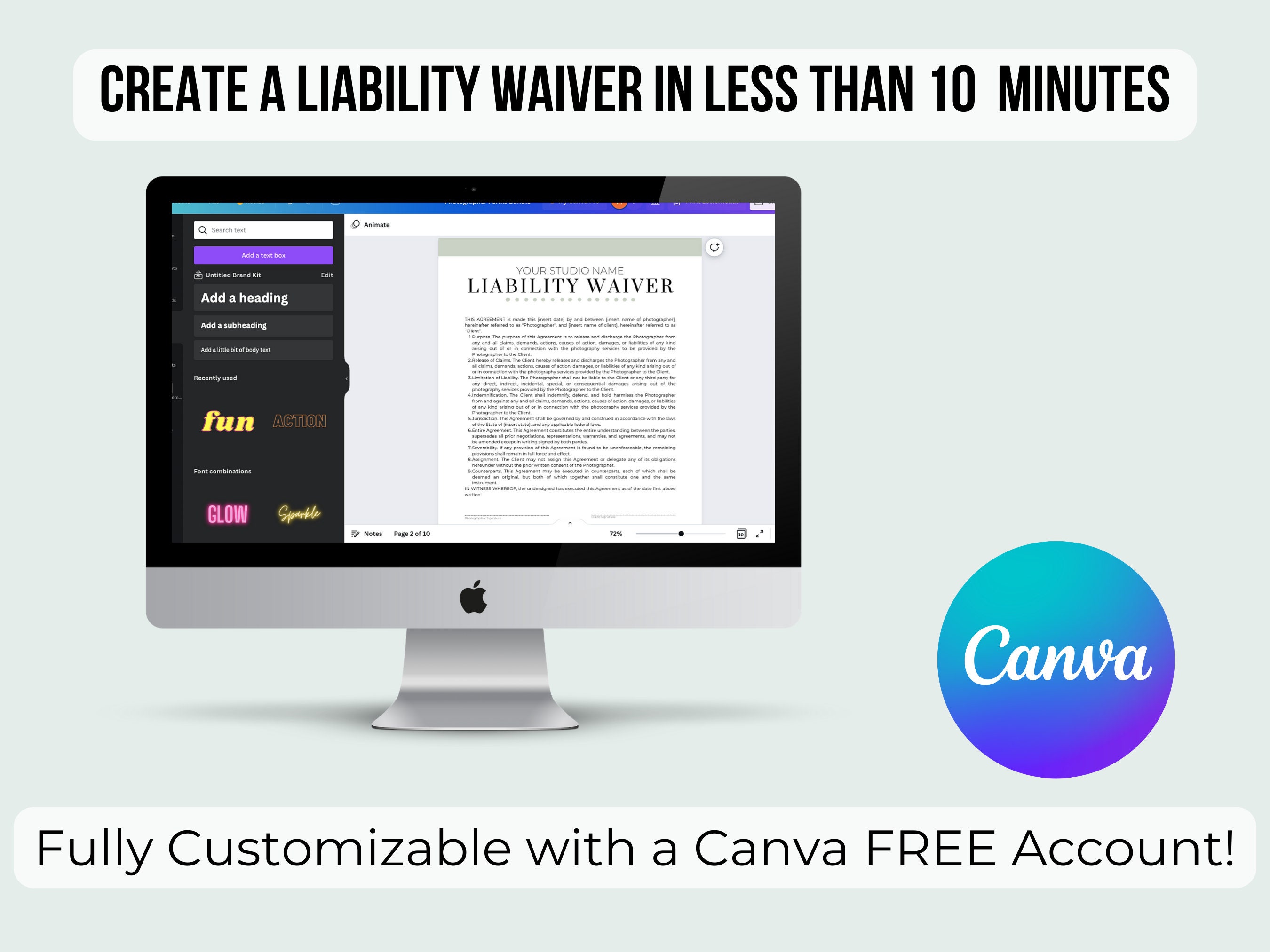 Photography Liability Waiver Template | Business Form for Photographer ...