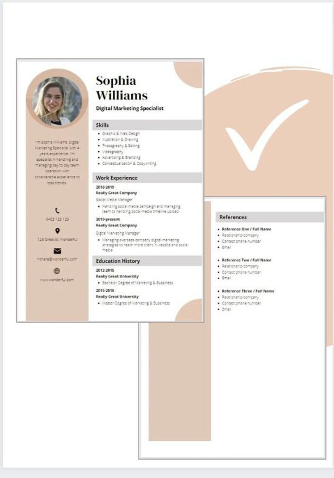Modern Professional Resume/cv. Clear Concise CV Resume - Etsy