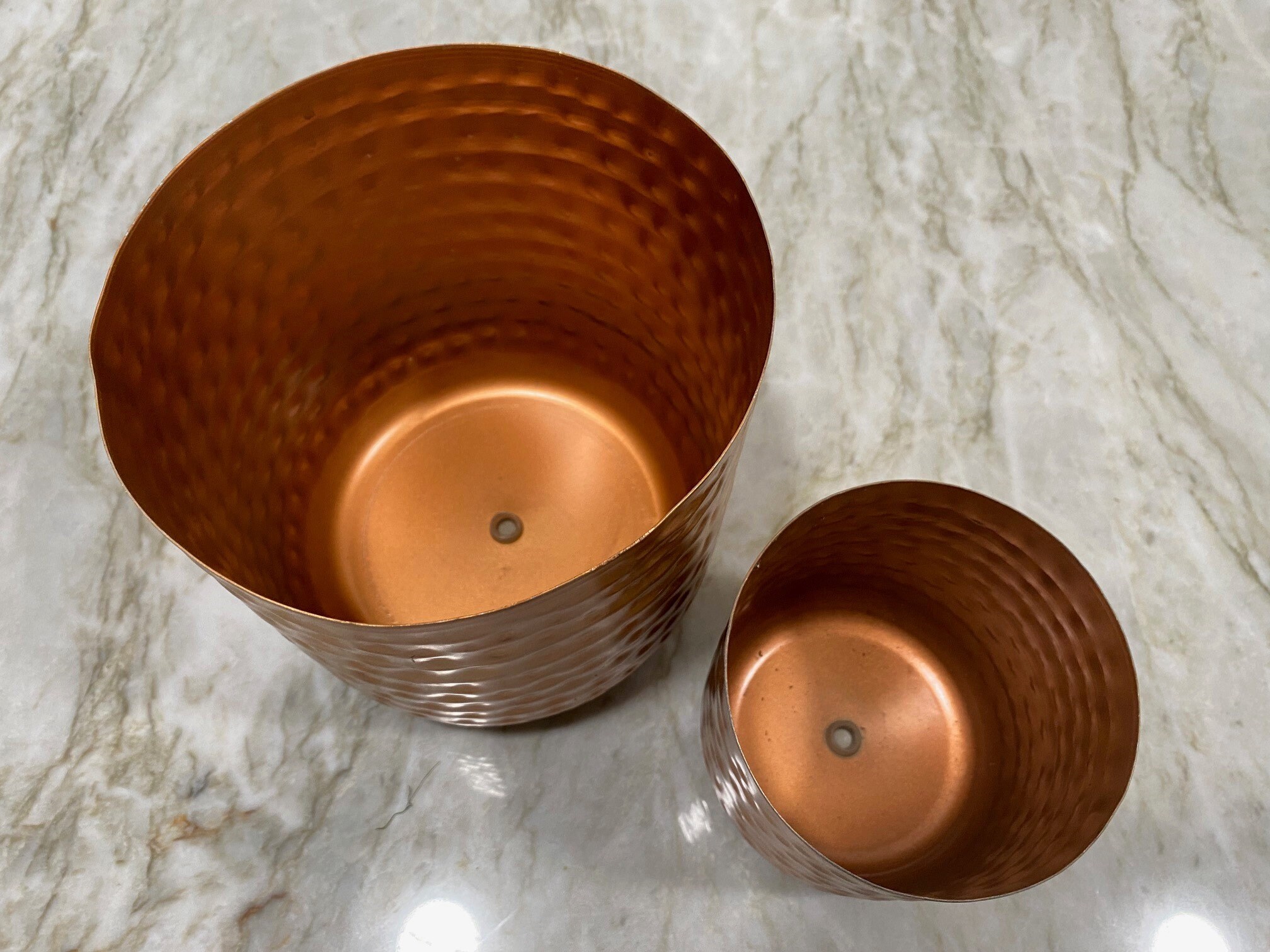 Pair (6" & 4") of Tooled Hammered Copper Pots / Copper Clad Planters - Etsy