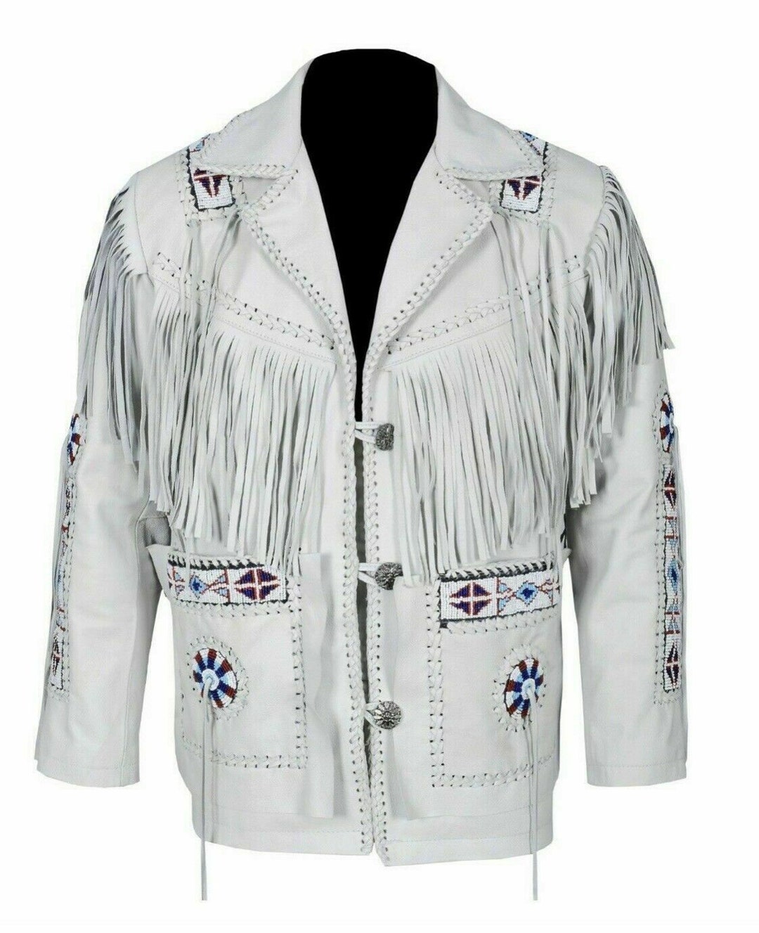 Men's Native American Western Jacket Suede Leather With Fringes ...