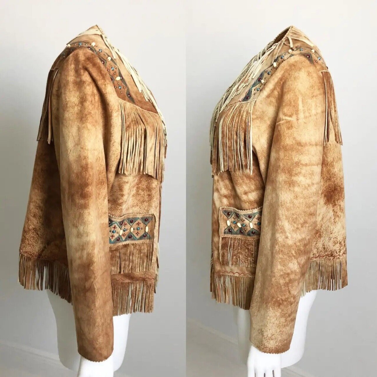 Women's Native American Western Style Cowgirl Cowhide Leather Jacket ...