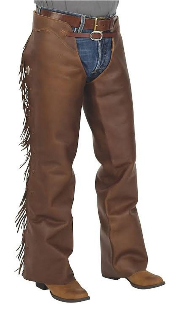 Hand Made Cowboy Leather Chap Dark Brown Leather Pant Rodeo Chap ...
