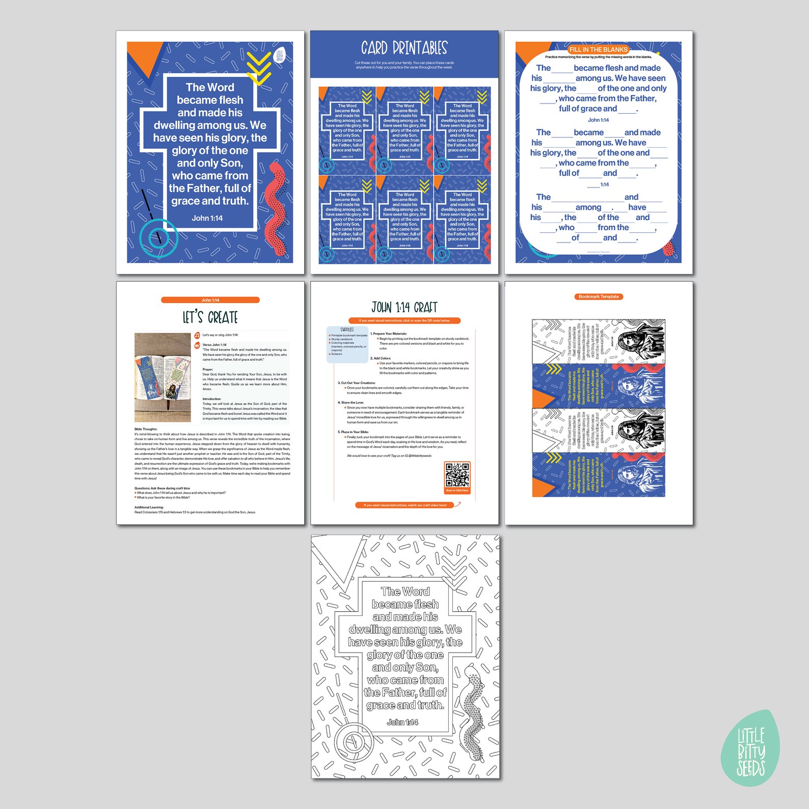 John 1:14 Bible Verse Bundle - Digital Guide & Craft Bookmark ...