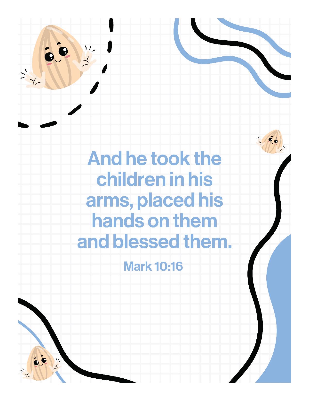 Mark 10:16 | Bible Verse Activity Kit for Kids | Texture Collage Craft ...
